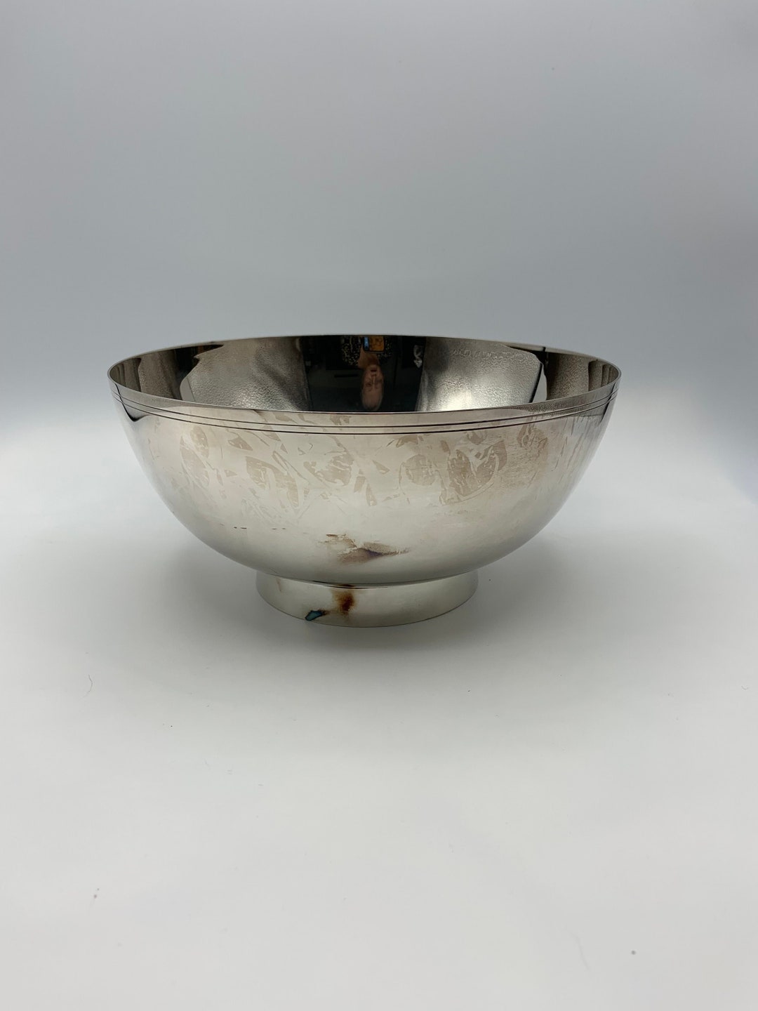 Vintage Silver Plate Bowl - Lunt Silversmiths Pedestal Bowl - Henry ...