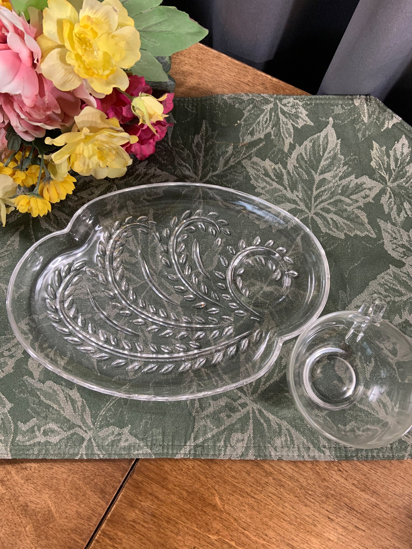 Vintage Hospitality Snack Set by Federal Glass - Clear Cup and Plate ...