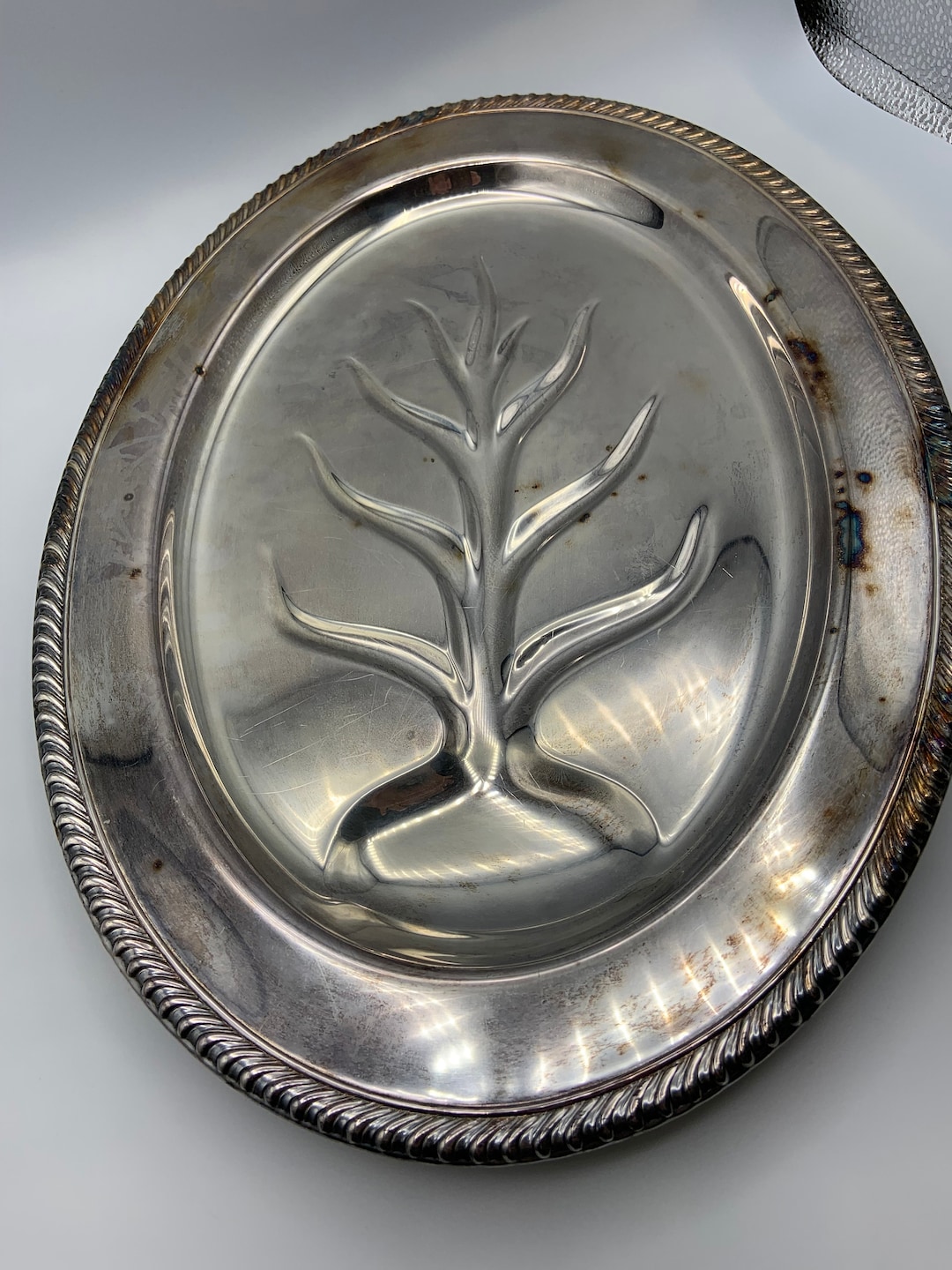 Vintage Silver Tree of Life Serving Platter - Silver Meat Serving Tray ...