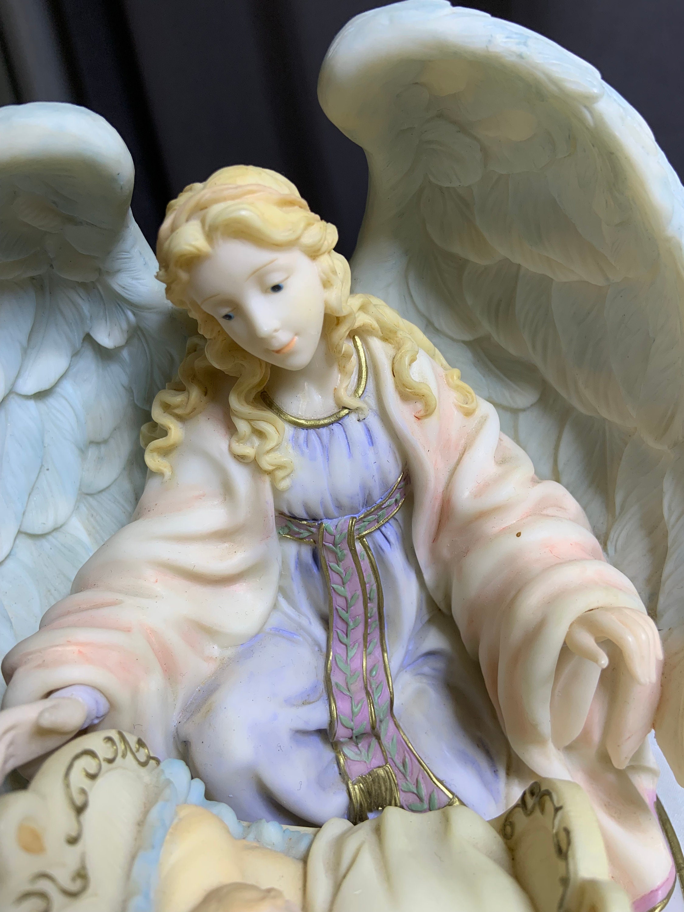 Vintage Roman Inc Angel With Child in Crib - 1999 Angel With Child ...