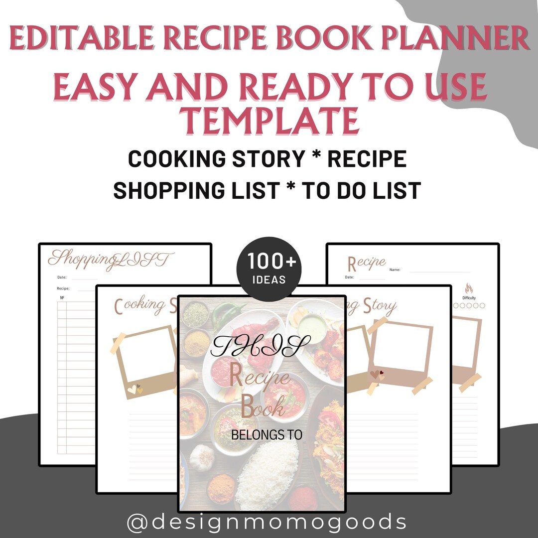 Printable Recipe Book Kit: Digital Meal Planner & Shopping List (PDF ...