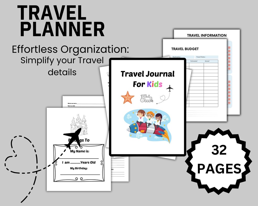 Editable Kids Travel Planner, Travel Bucket List, Trip Map, Travel ...