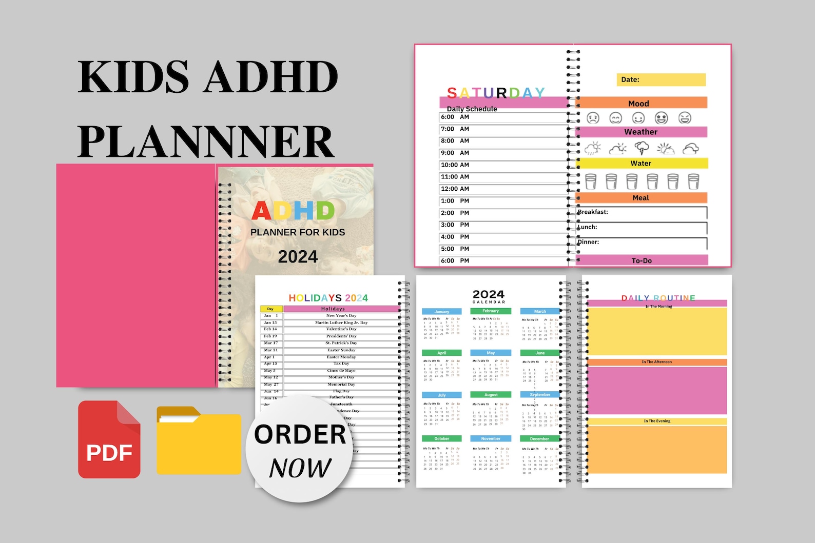 Editable ADHD Kids Planner, Undated Kids Calendar Planner, Holiday ...