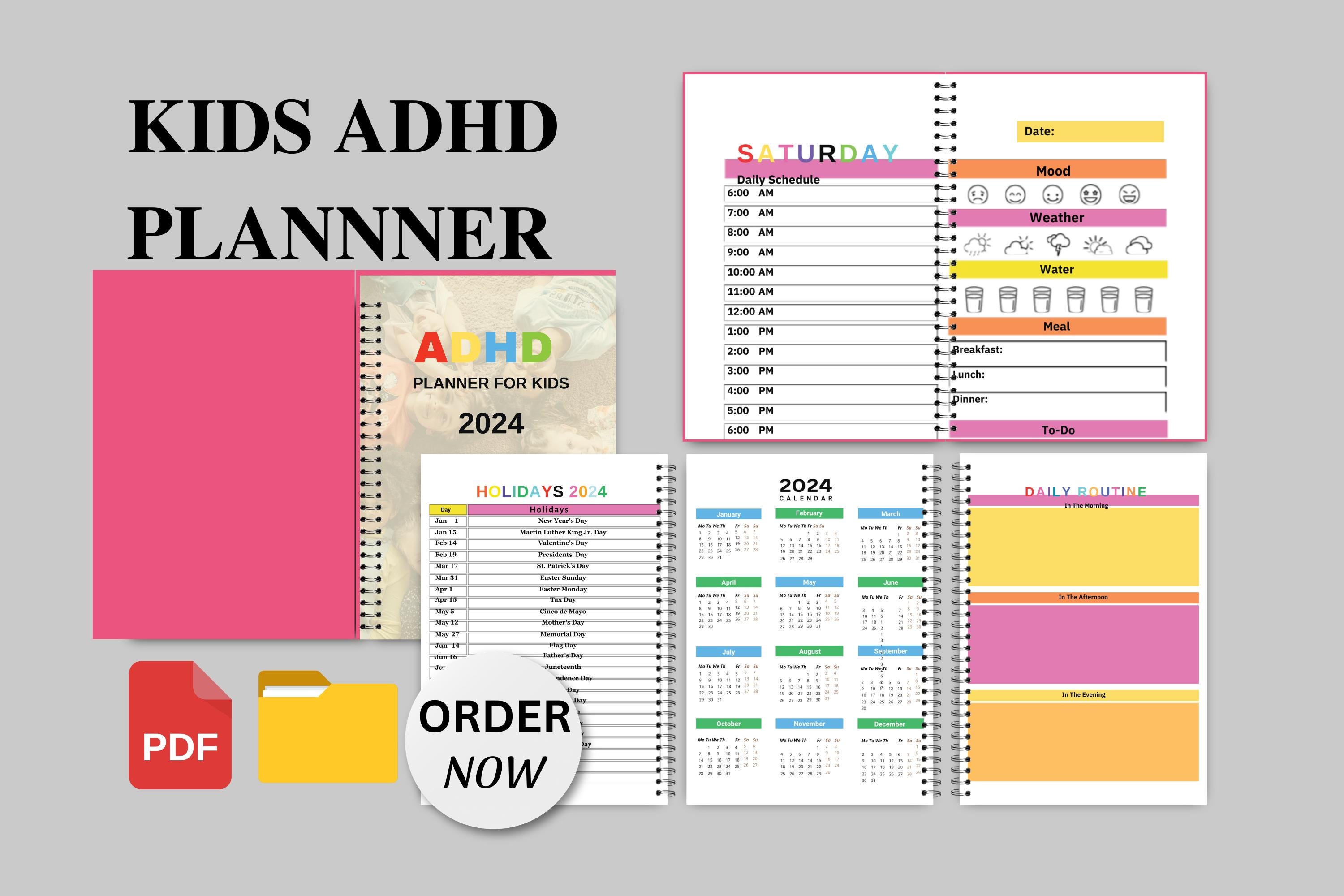 Editable ADHD Kids Planner, Undated Kids Calendar Planner, Holiday ...