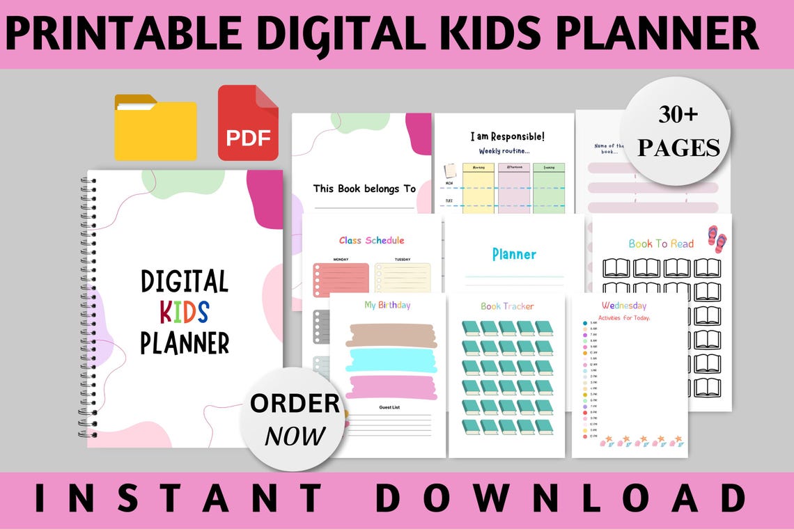 Editable Kids Digital Planner, Kids Daily Planner, Pre School Planner ...