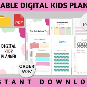 Editable Kids Digital Planner, Kids Daily Planner, Pre School Planner ...