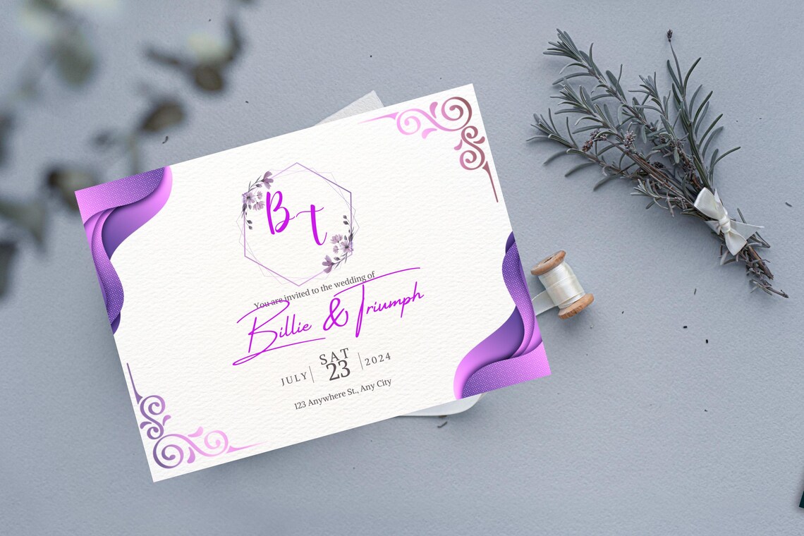 Editable Wedding Invitation Card: Printable Invite (digital PDF) - Etsy