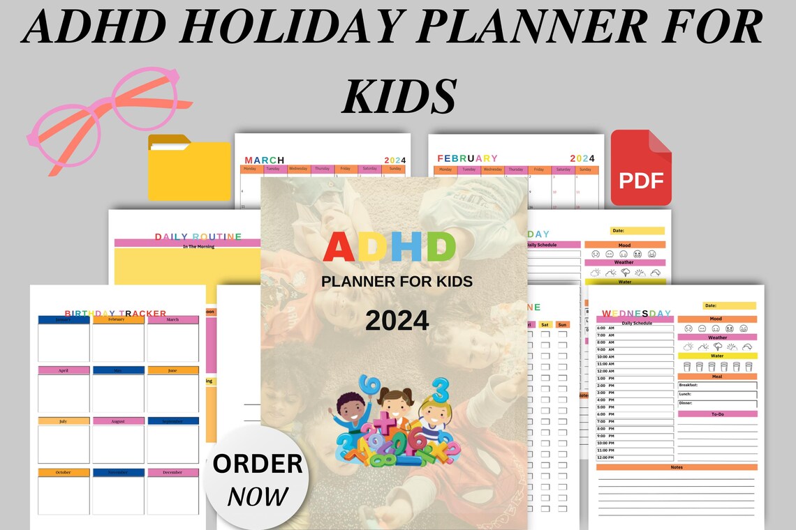 Editable ADHD Kids Planner, Undated Kids Calendar Planner, Holiday ...