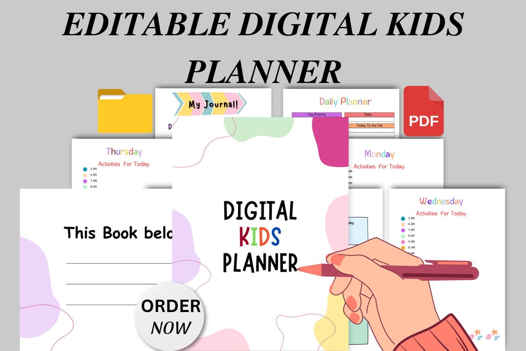 Editable Kids Digital Planner, Kids Daily Planner, Pre School Planner ...