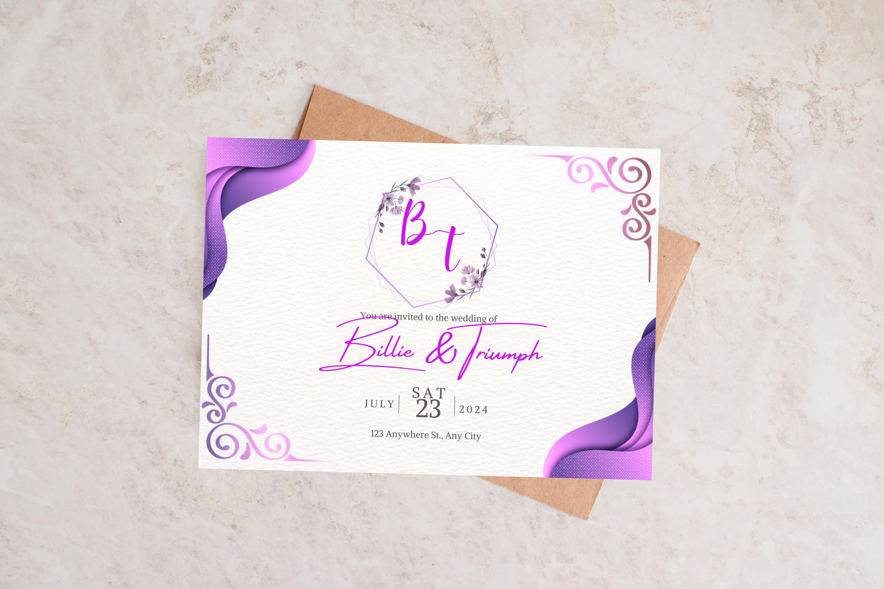 Editable Wedding Invitation Card: Printable Invite (digital PDF) - Etsy