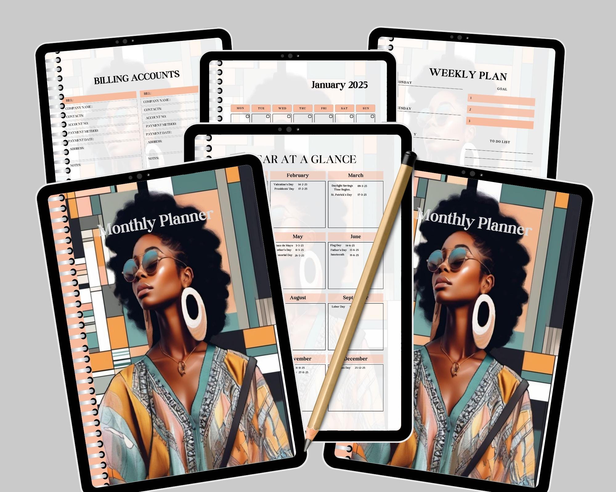 Editable Black Woman Planner, 2025 Digital Planner, That Black Girl ...