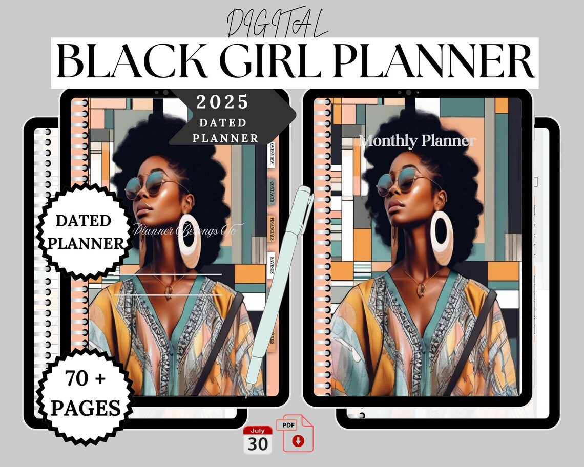 Editable Black Woman Planner, 2025 Digital Planner, That Black Girl ...