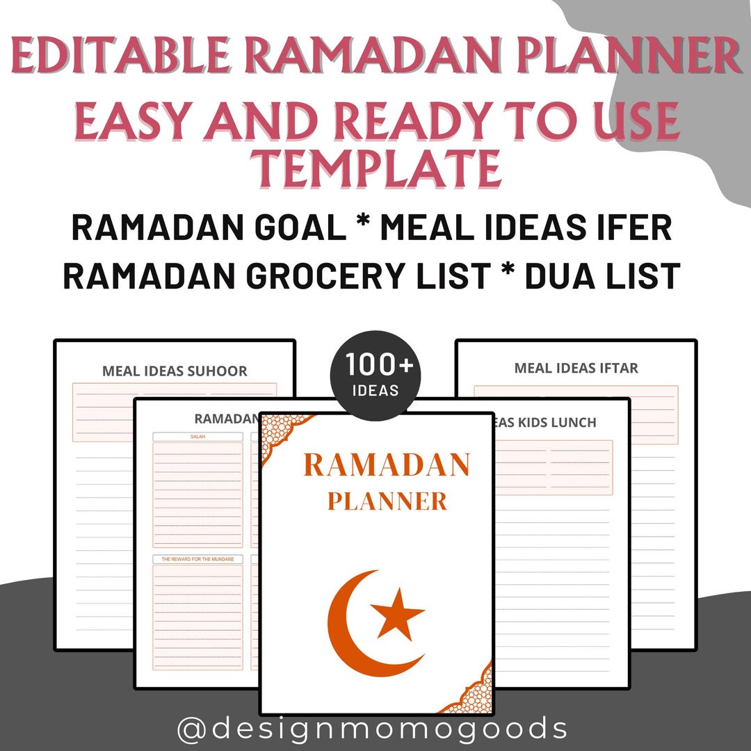 Ramadan Planner | Editable Digital & Printable Organizer | 30 Days ...
