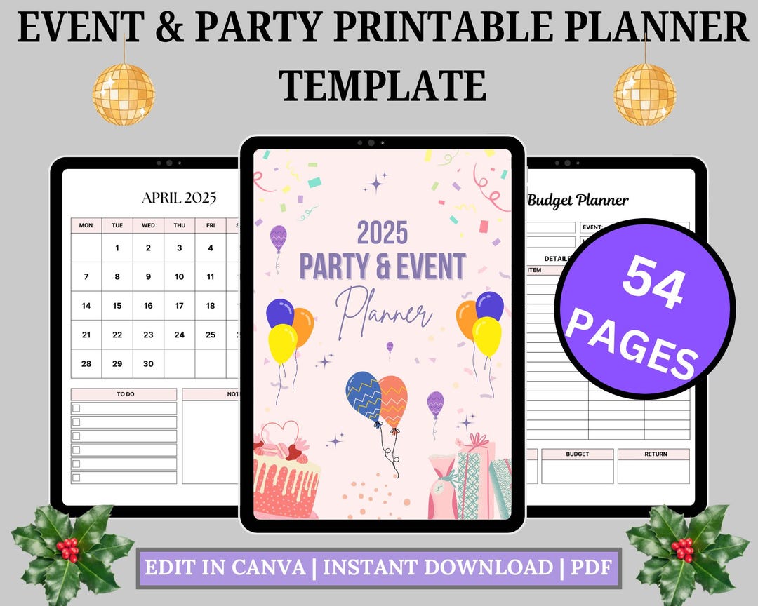 Editable Event and Party Planner, Party Tasks Checklist, Party Guest ...