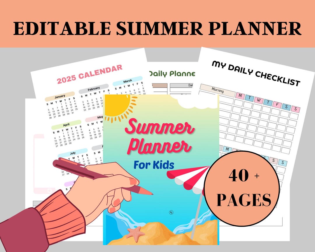 Editable Summer Kids Planner, Bucket List Checklists for Kids, Back to ...