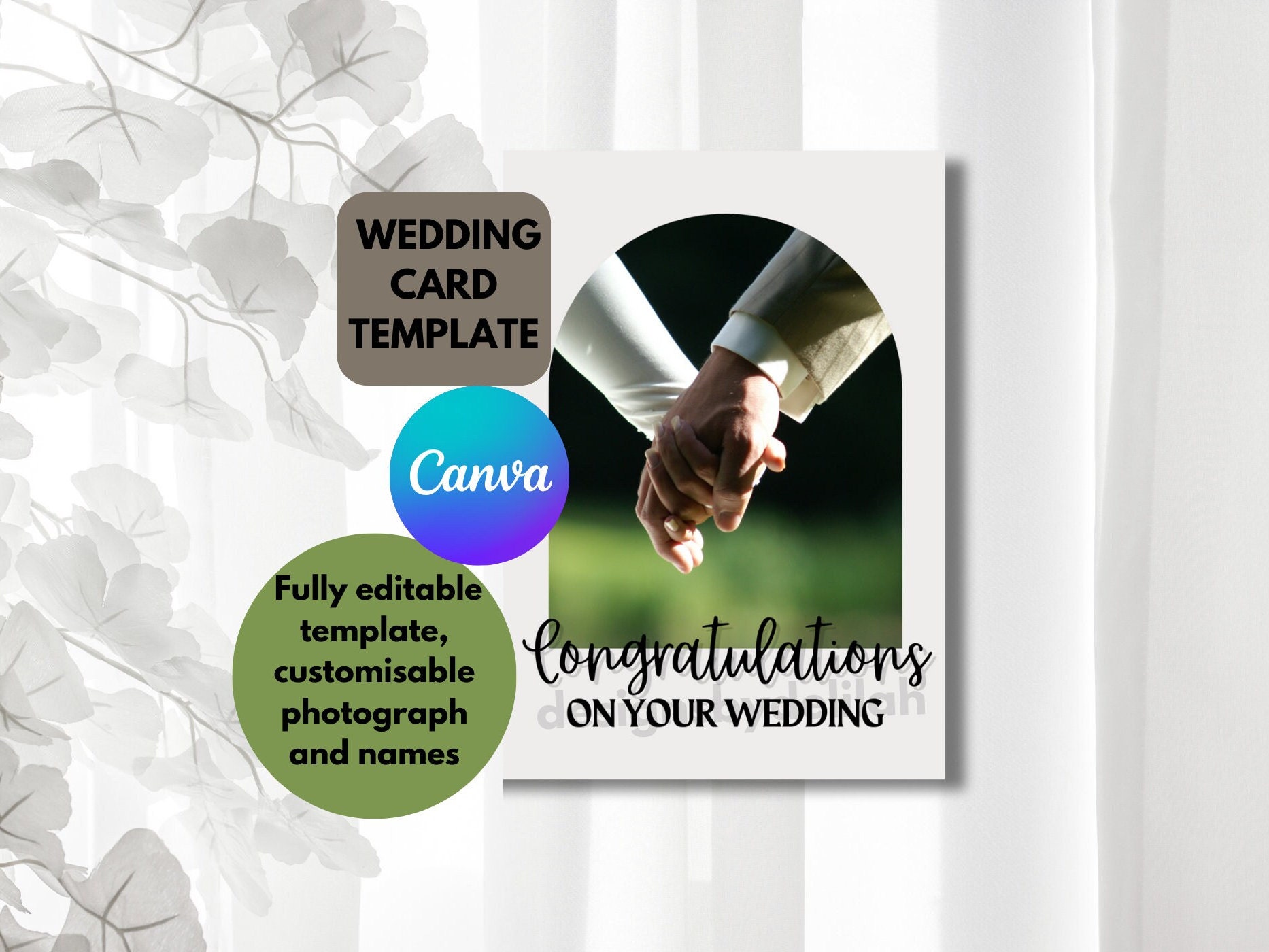 Wedding Congratulations Card PRINTABLE Marriage Gift Customisable Canva ...