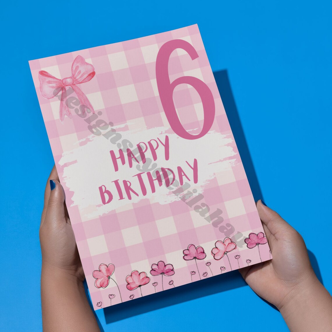 Sixth Birthday Card PRINTABLE Little Girl Pink 6th Happy Birthday ...