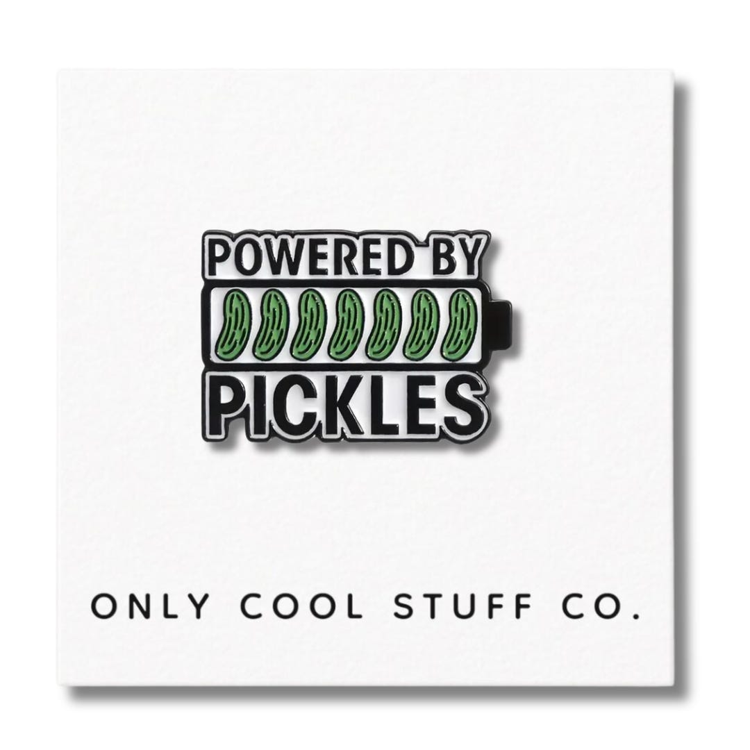 Powered by Pickles Enamel Pin, Gifts for Her, Gifts for Him, Pins, Pin Gifts, Funny Gifts, Pin ...