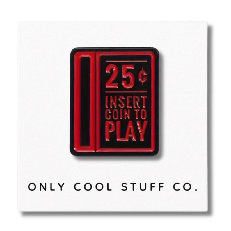 Retro Video Game Insert Coin to Play Enamel Pin, Retro Video Game ...