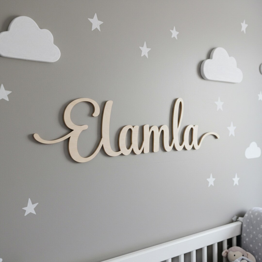 Baby Name Sign Custom Wood Name Cut Out Wood Sign Kid Name Wooden Name ...