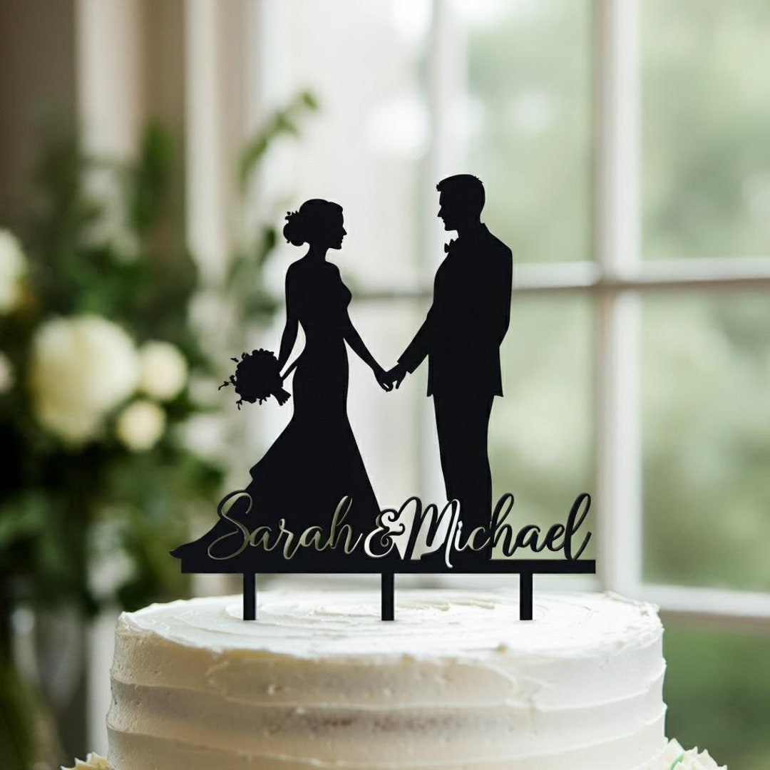 Modern Cake Topper, Personalized Cake Wood Topper, Rustic Wedding ...
