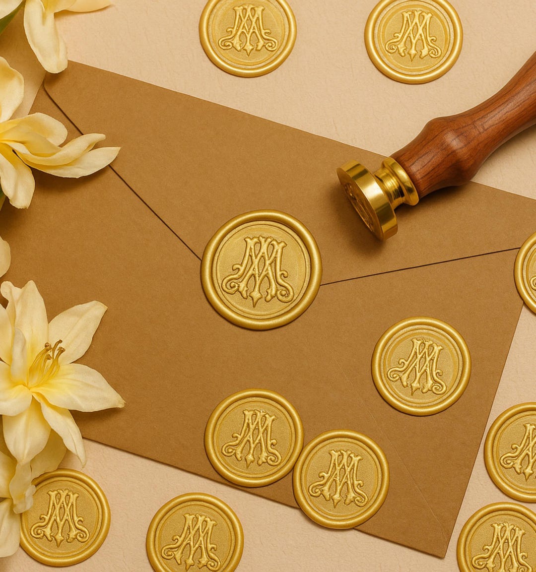 Custom Logo Wax Seal Stickers, Personalized Monogram Stamp With Self ...