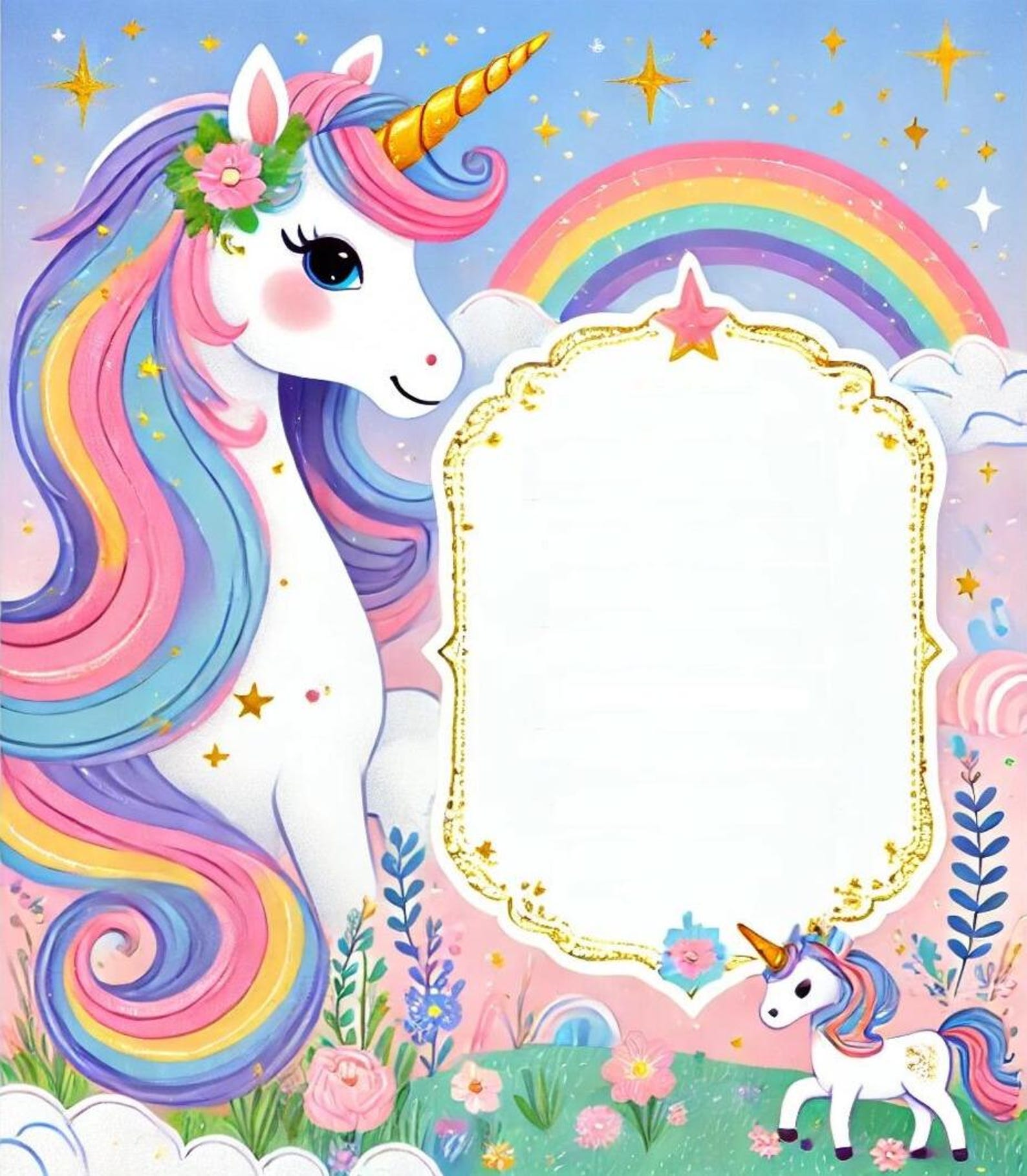 EDITABLE Unicorn - Invite Printable Decoration Template Digital Printed ...