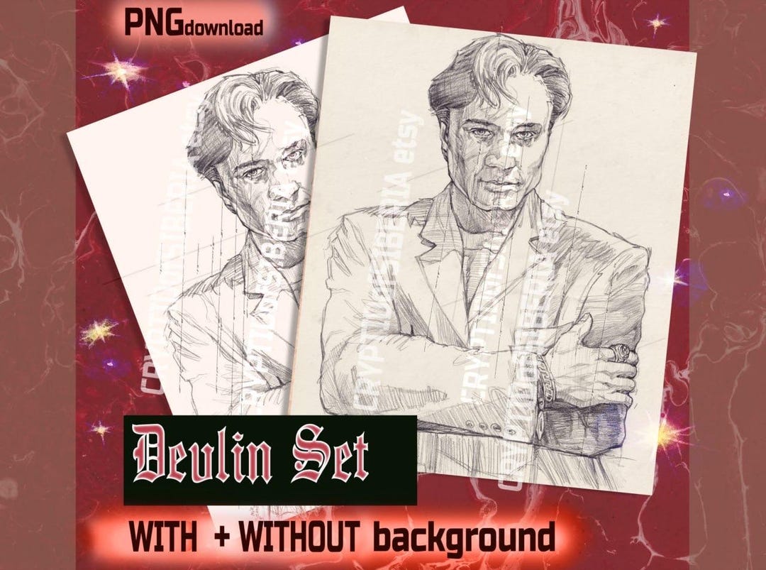 Devlin Warlock Drawing Replica Portrait Page for Charmed Book of Shadows Replica Digital Print ...