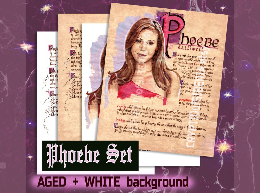 Phoebe Page for Charmed Book of Shadows Replica Digital Print ...