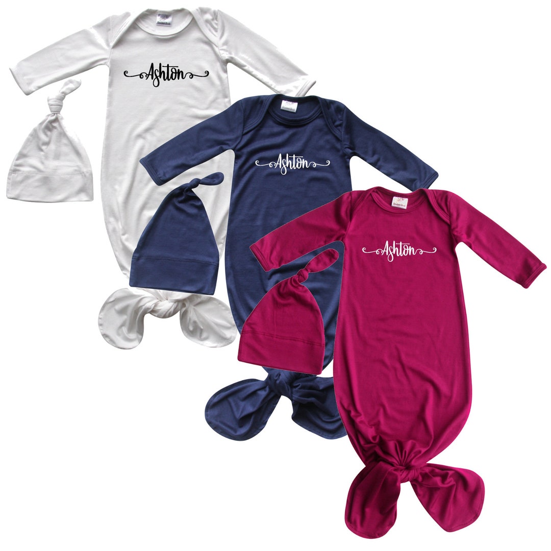 Rocket Bug Silky Knotted Baby Gown With Knotted Hat, Unisex, Boys ...