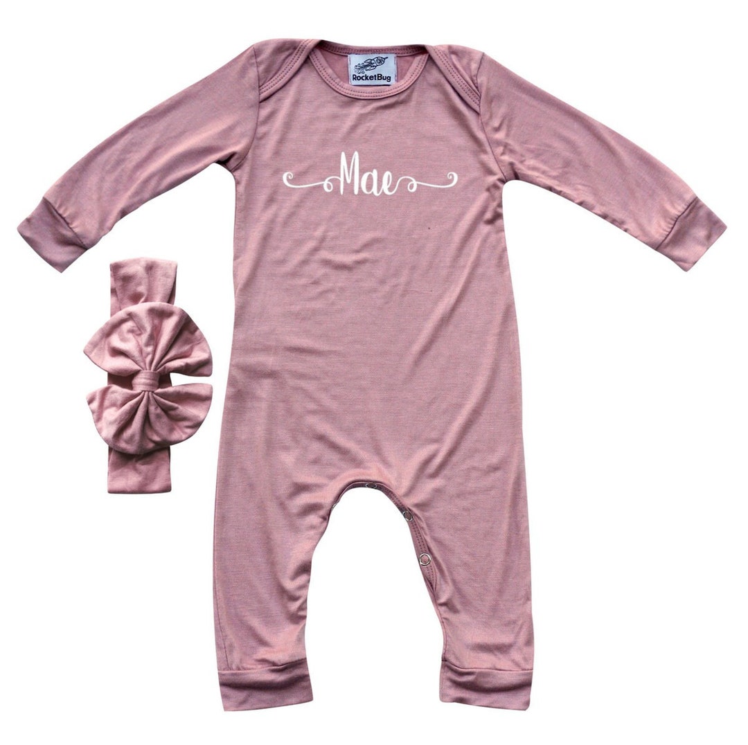 Sweetly Modern Personalized Custom Silky Long Sleeve Baby Romper for ...