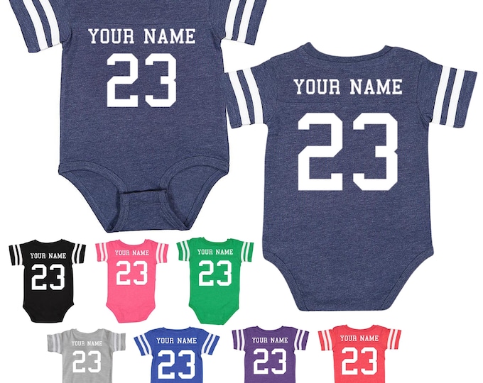 Custom Cotton Football Sport Jersey Baby Bodysuit Personalized With ...