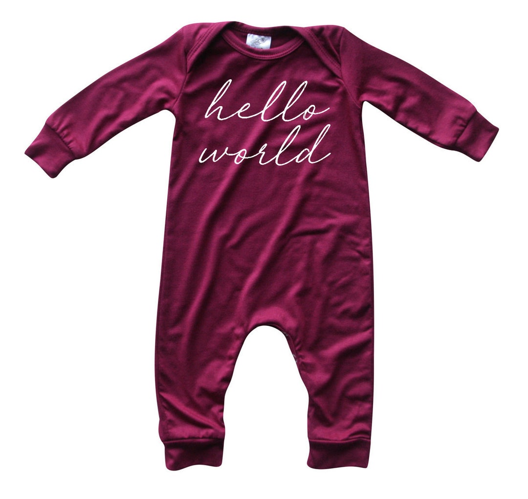 Hello World Script Long Sleeve Silky Baby Romperhat - Etsy