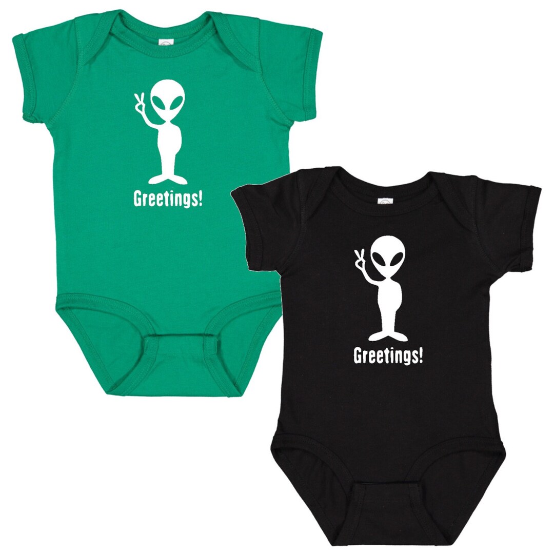 Alien "greetings" Baby Bodysuit, Outer Space, Baby Space Shirts, Baby ...
