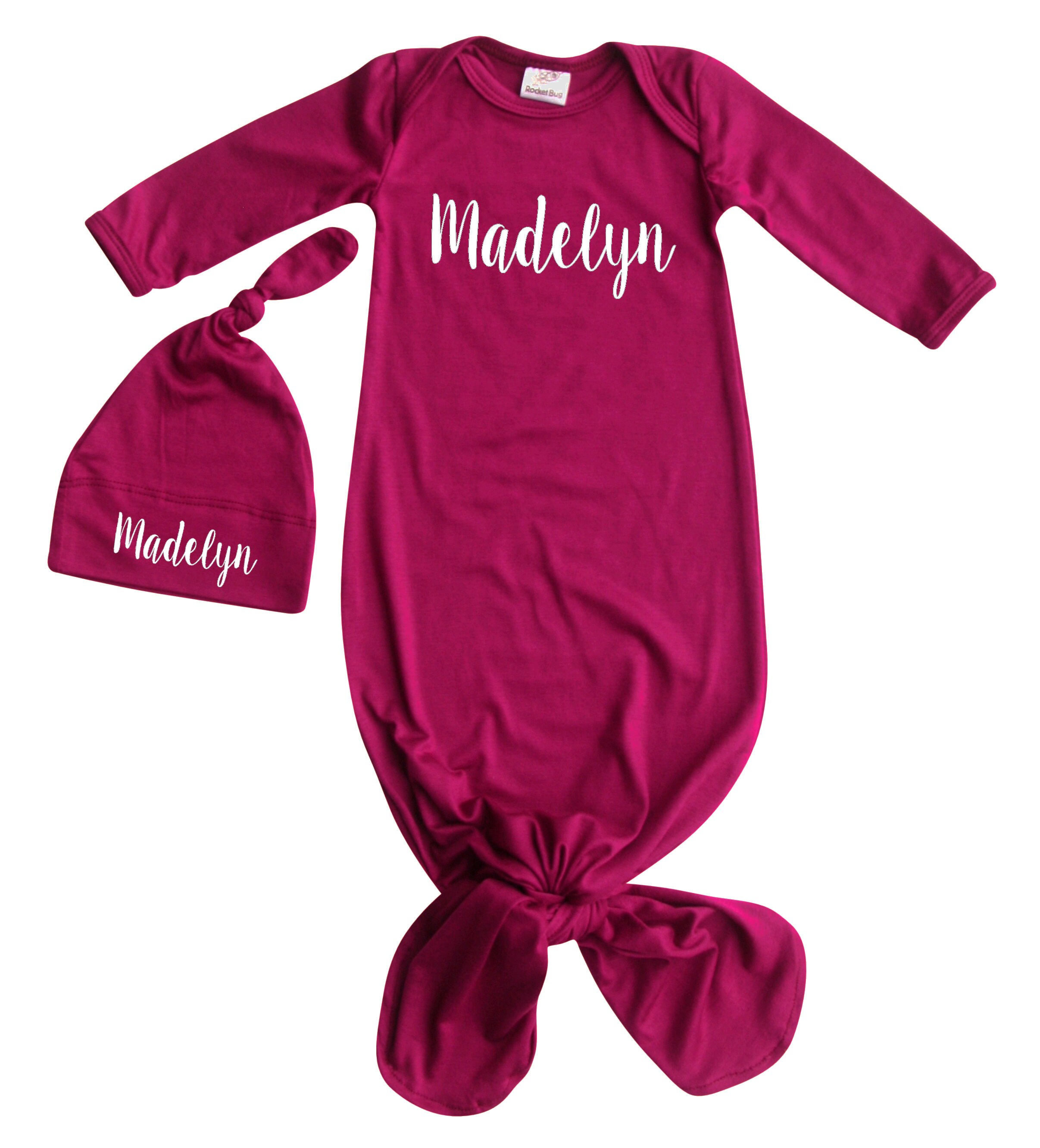 Rocket Bug Silky Knotted Baby Gown With Personalized Knotted - Etsy