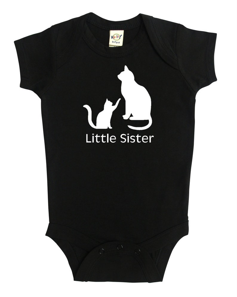 Little Sister Kitty Cat Baby Bodysuit-sibling, Little Brother, Little ...