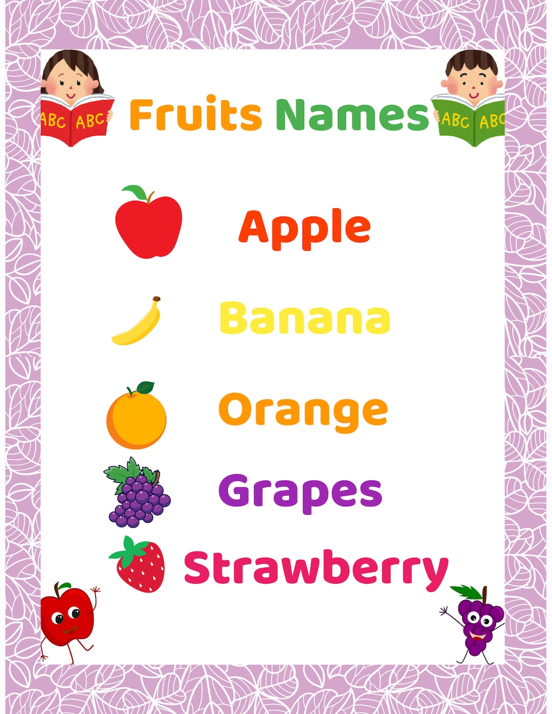 Fruit Names Printable for Kids: Educational Back-to-school Activity - Etsy