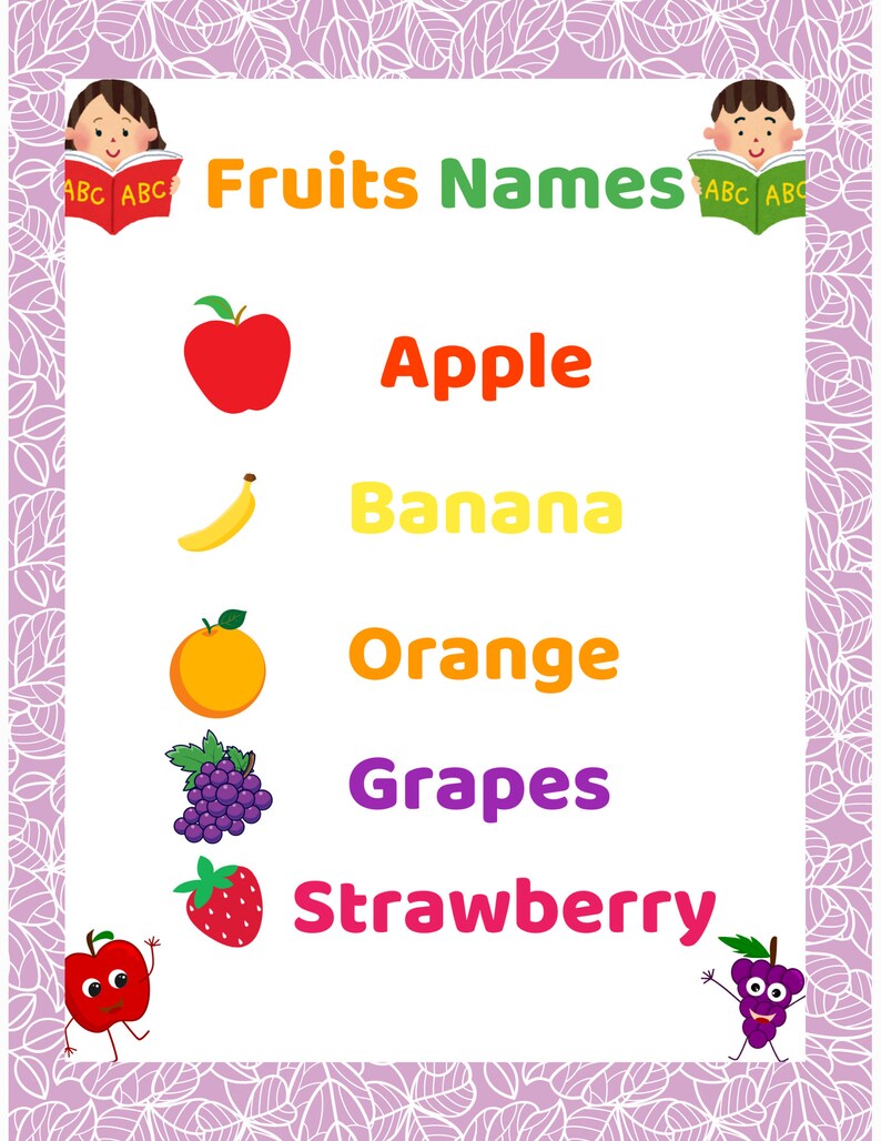 Fruit Names Printable for Kids: Educational Back-to-school Activity - Etsy