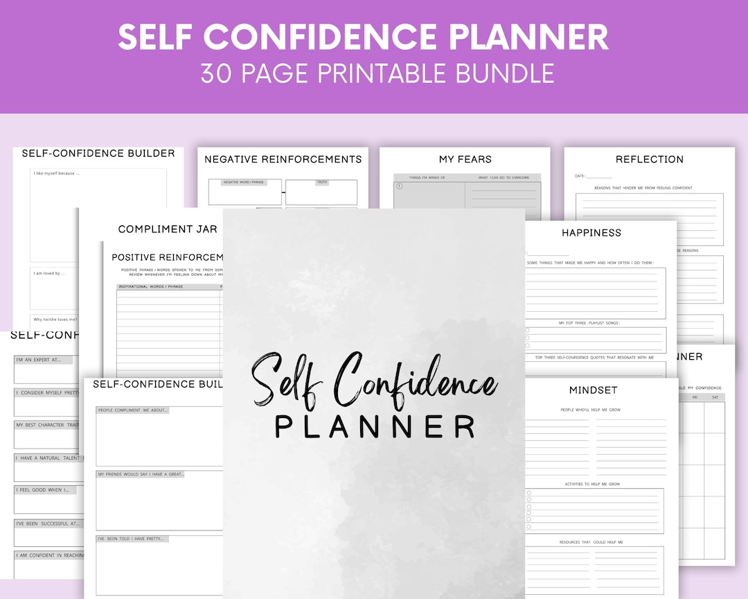 Self Confidence Planner, Printable and Editable Template, Self-care ...