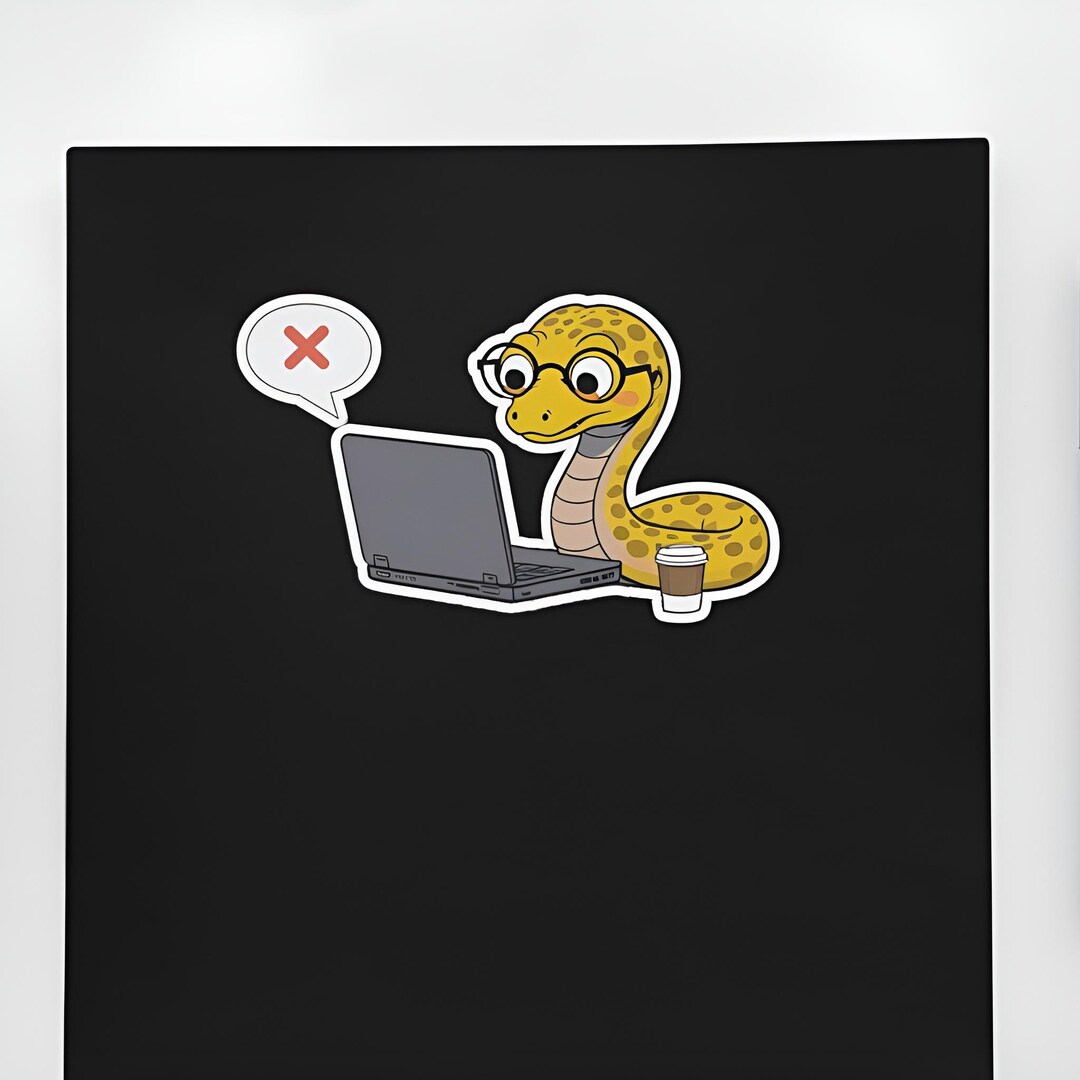 Funny Python Sticker for Programmer Python Developer Decal Cute Snake Badge Python Coder Gift ...