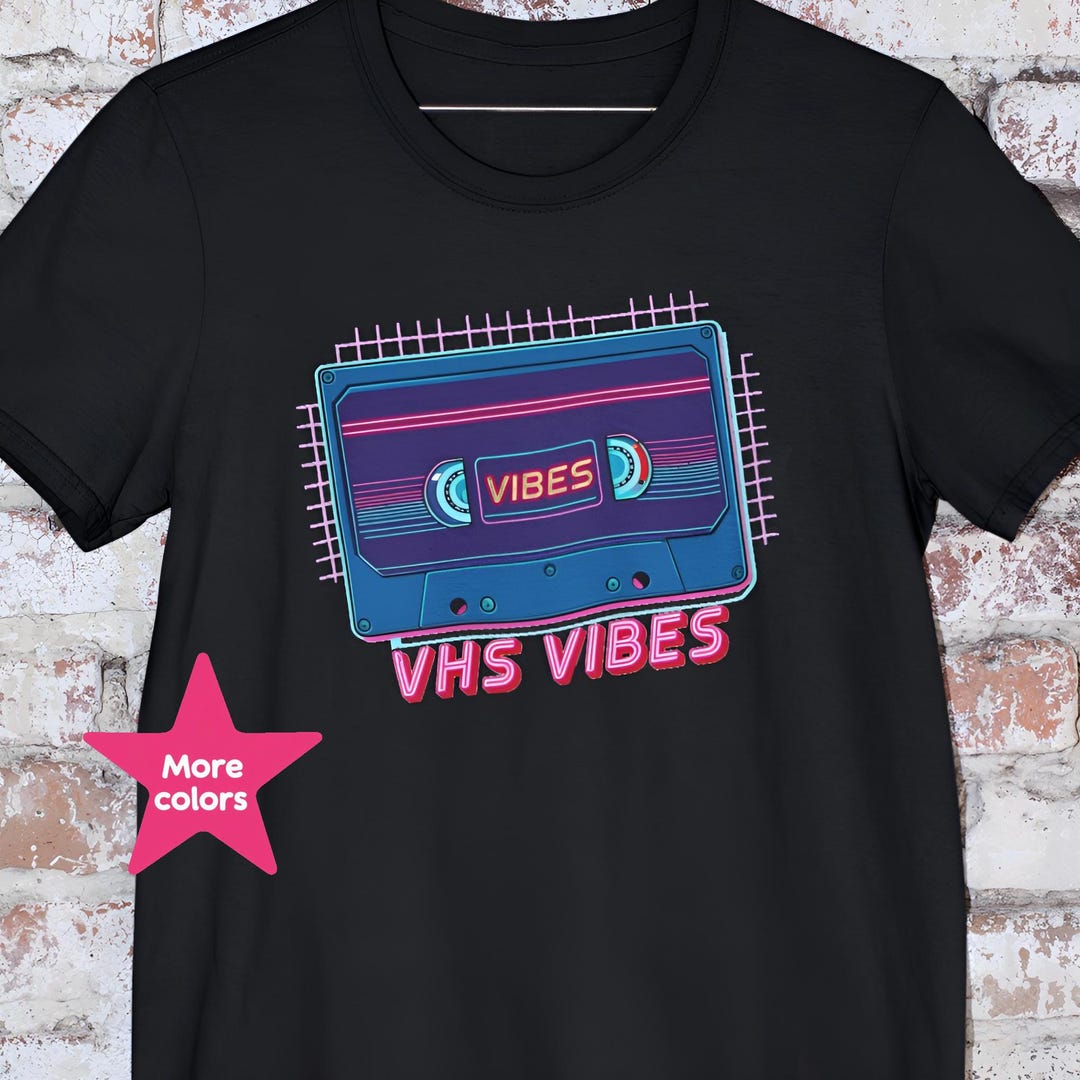 VHS Shirt Retro VHS Tape Neon Colors Vintage Shirt Gift for Classic ...