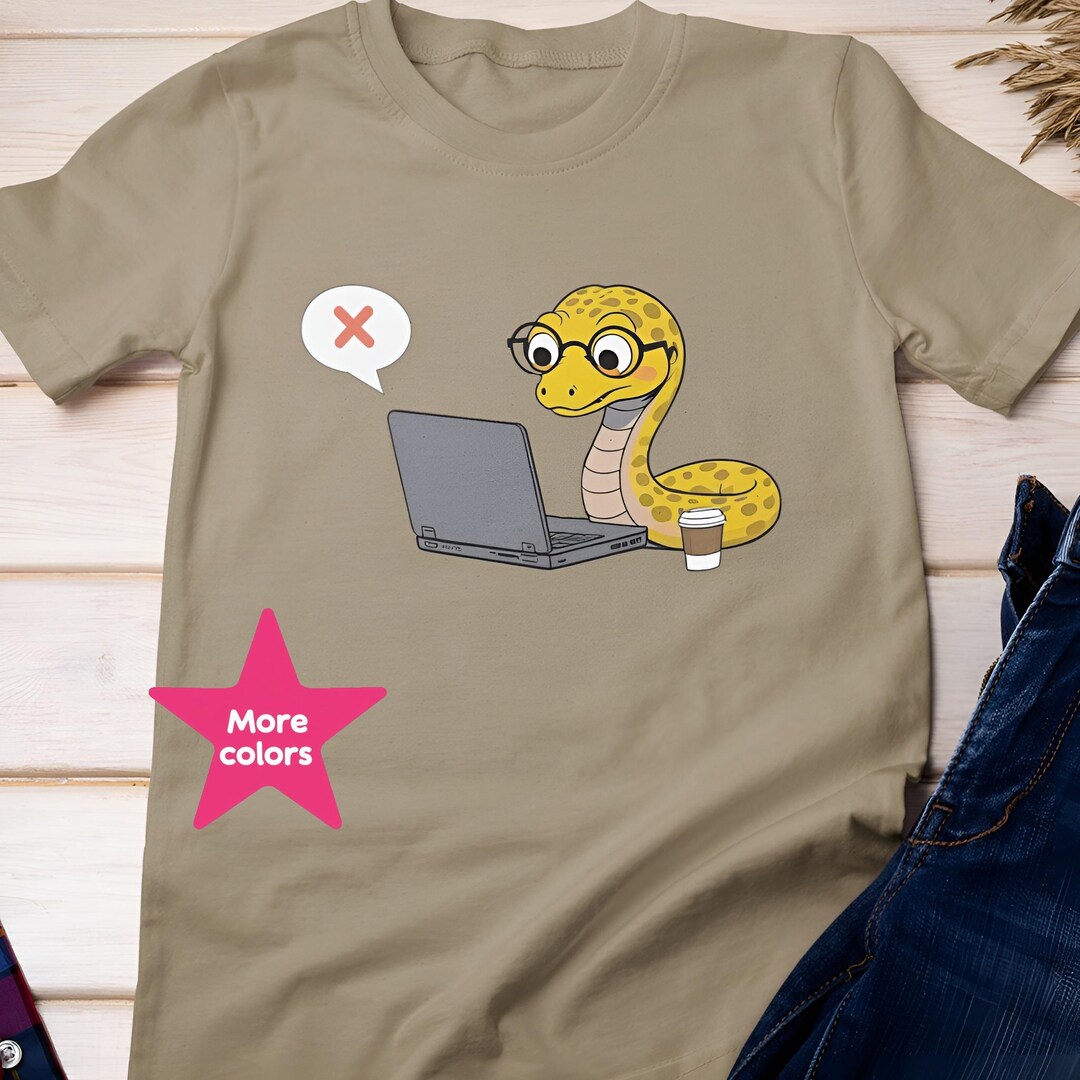 Funny Python Tee for Programmer Python Developer Shirt Cute Snake T-shirt Python Coder Gift for ...