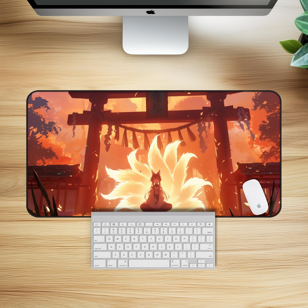 Nine Tails Kitsune Desk Mat: Anime Gaming Mouse Pad - Etsy
