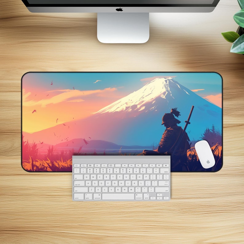 Samurai Respite Desk Mat, Aesthetic Desk Mat, Kawaii Desk Mat, Samurai ...