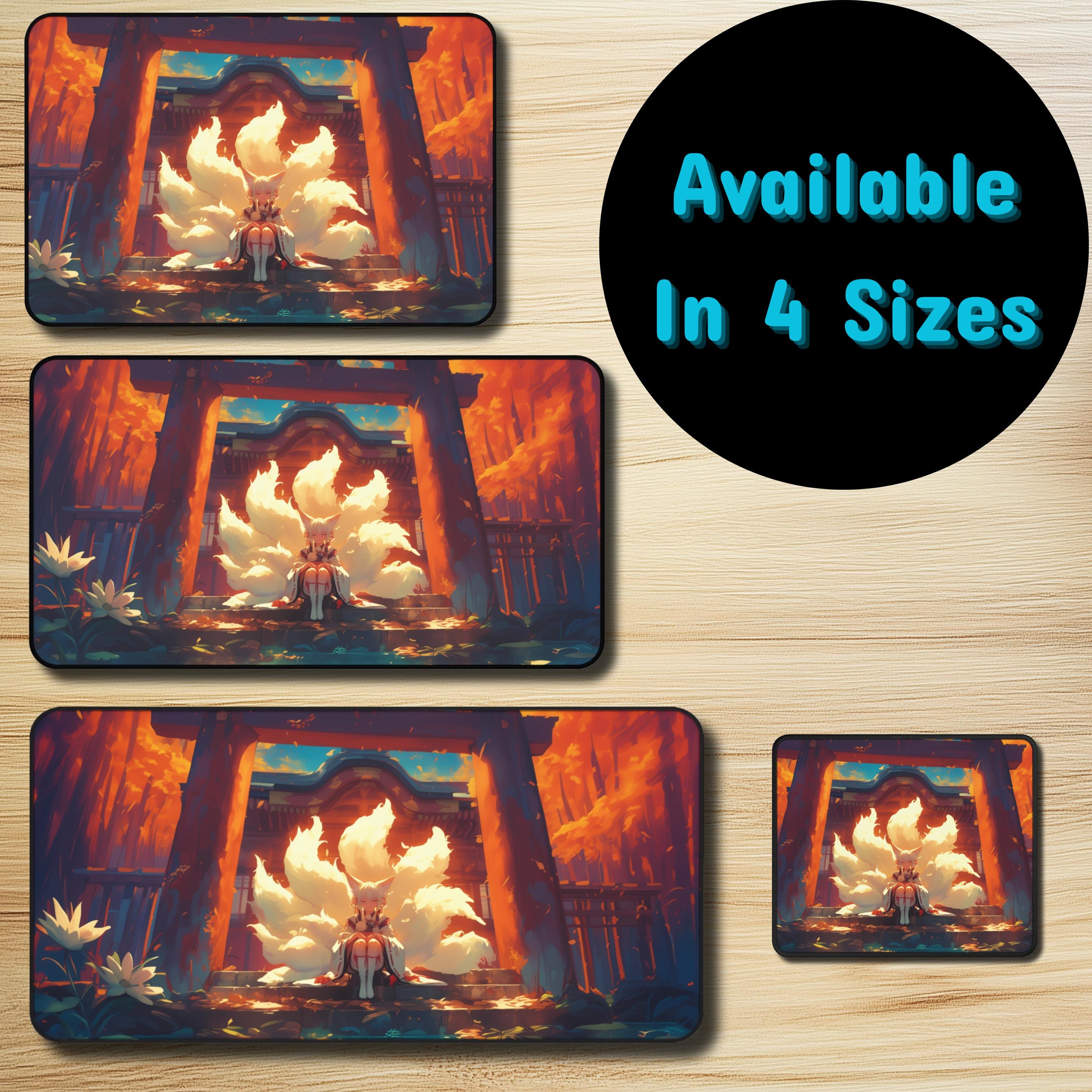 Nine-tailed Fox Desk Mat: Kitsune Anime Gaming Mouse Pad - Etsy
