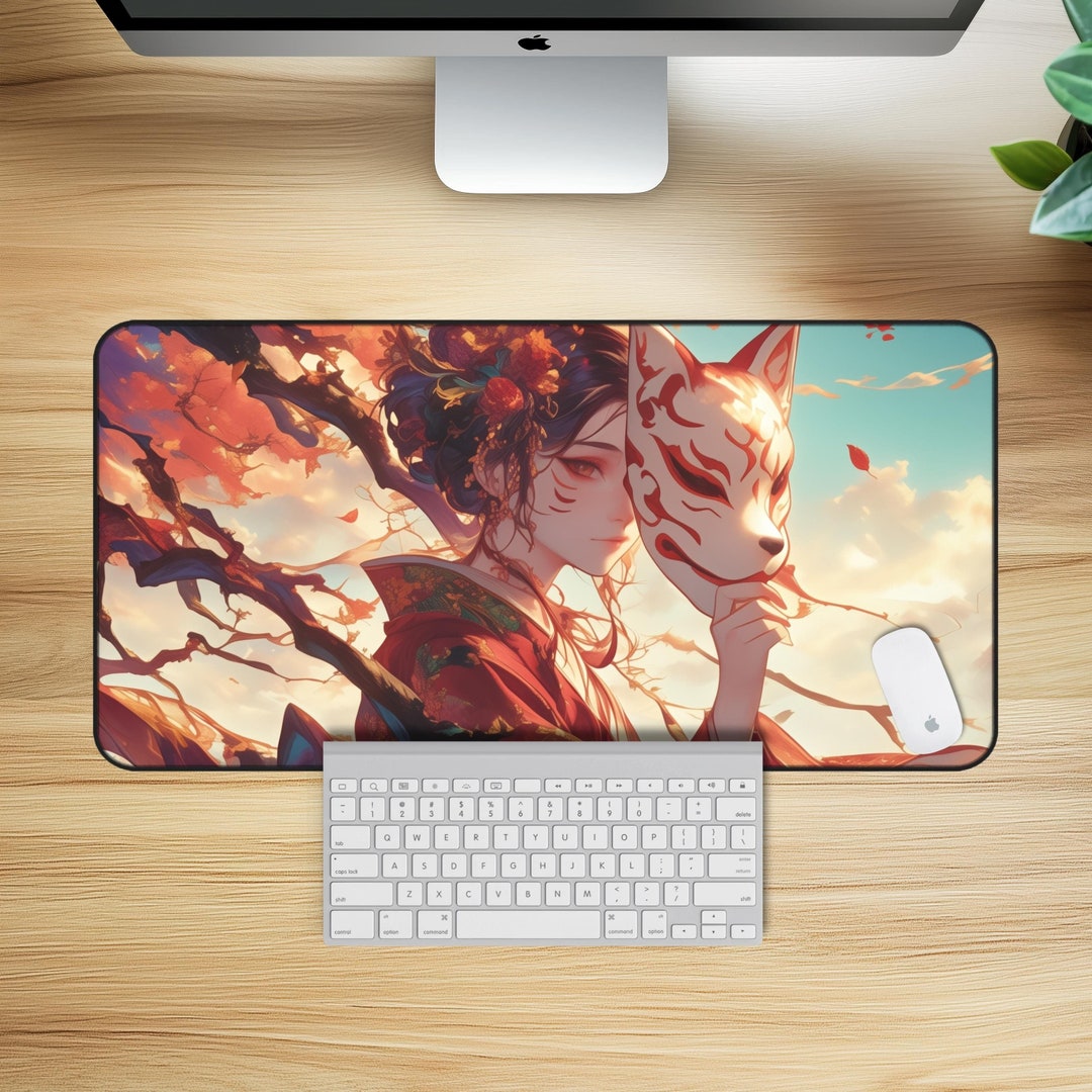Kitsune Mask Desk Mat – Mystic Japanese Anime Mouse Pad - Etsy