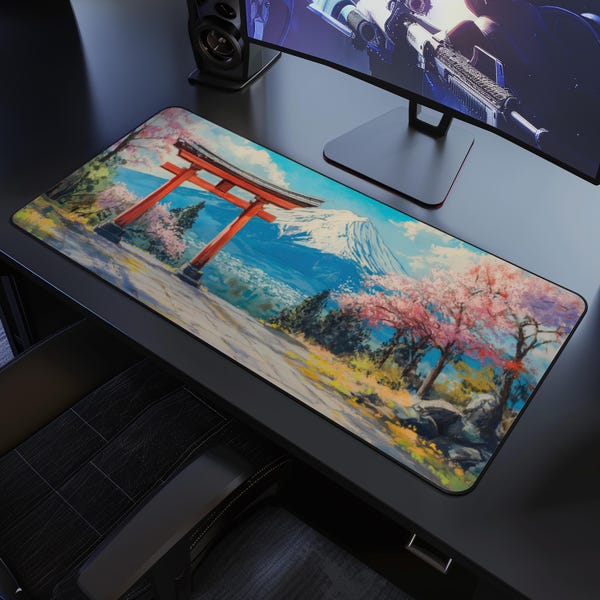 Japanese Sakura Art Desk Mat - Etsy