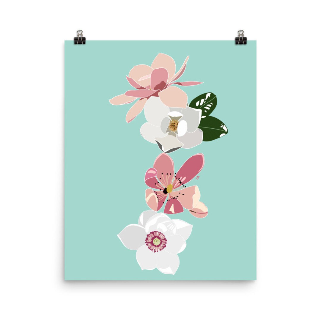 Magnolia Flower Stack Art Print - Etsy