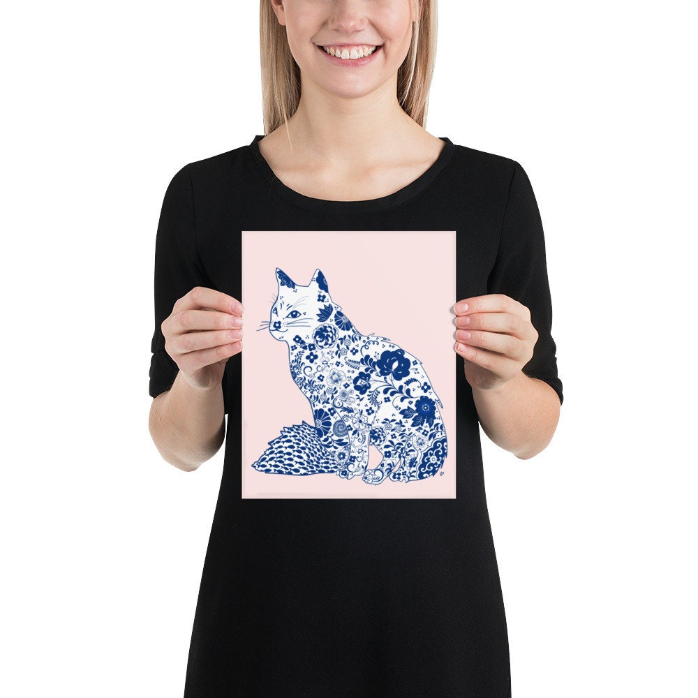 Delft Cat Art Print - Etsy