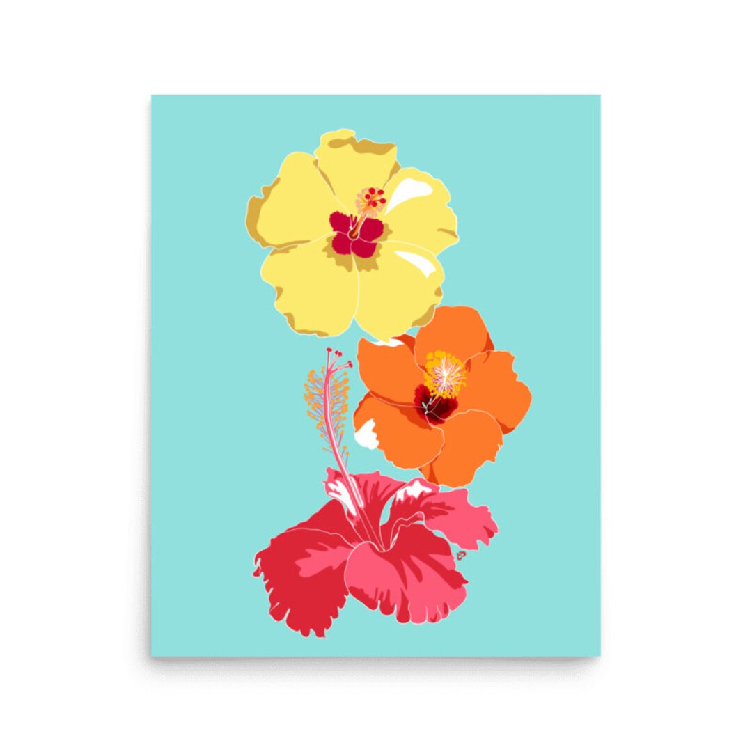Hibiscus Flower Stack Art Print - Etsy